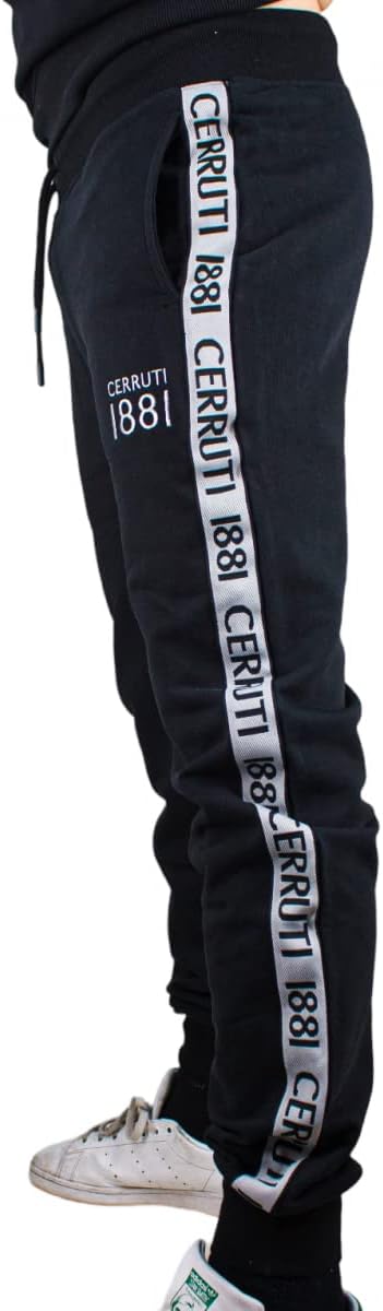 CERRUTI 1881-BITTI MENS JOGGING TROUSER-WITH LOGO STRIP | BLACK ...