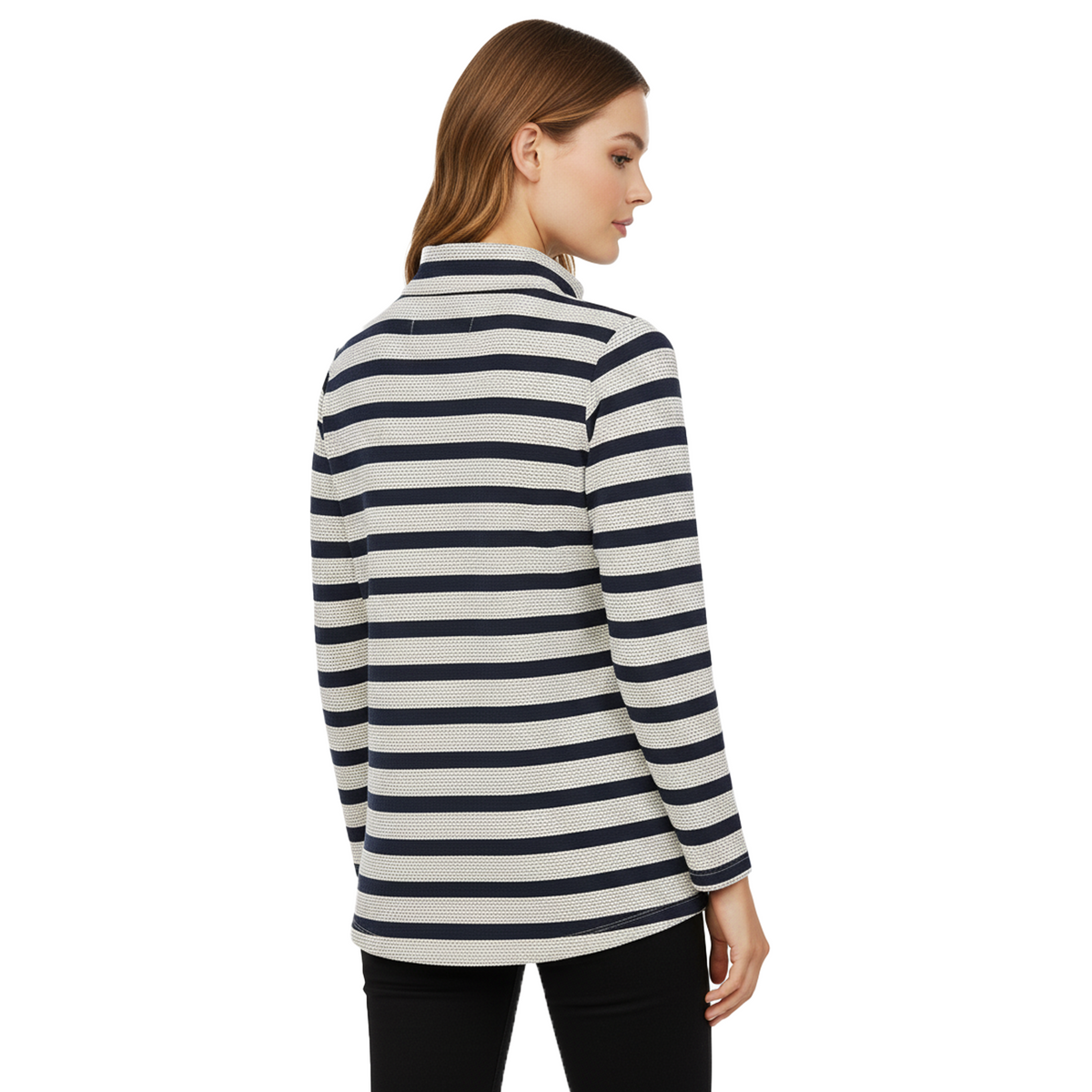 LAURA TORELLI STRIPTED PRINTED WOMEN'S TOP | BLUE/WHITE – DENIMISH CLOTHING