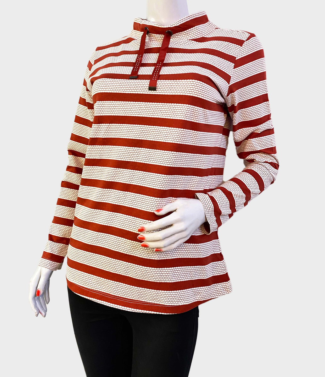 LAURA TORELLI STRIPTED PRINTED WOMEN'S TOP | RED/WHITE – DENIMISH CLOTHING